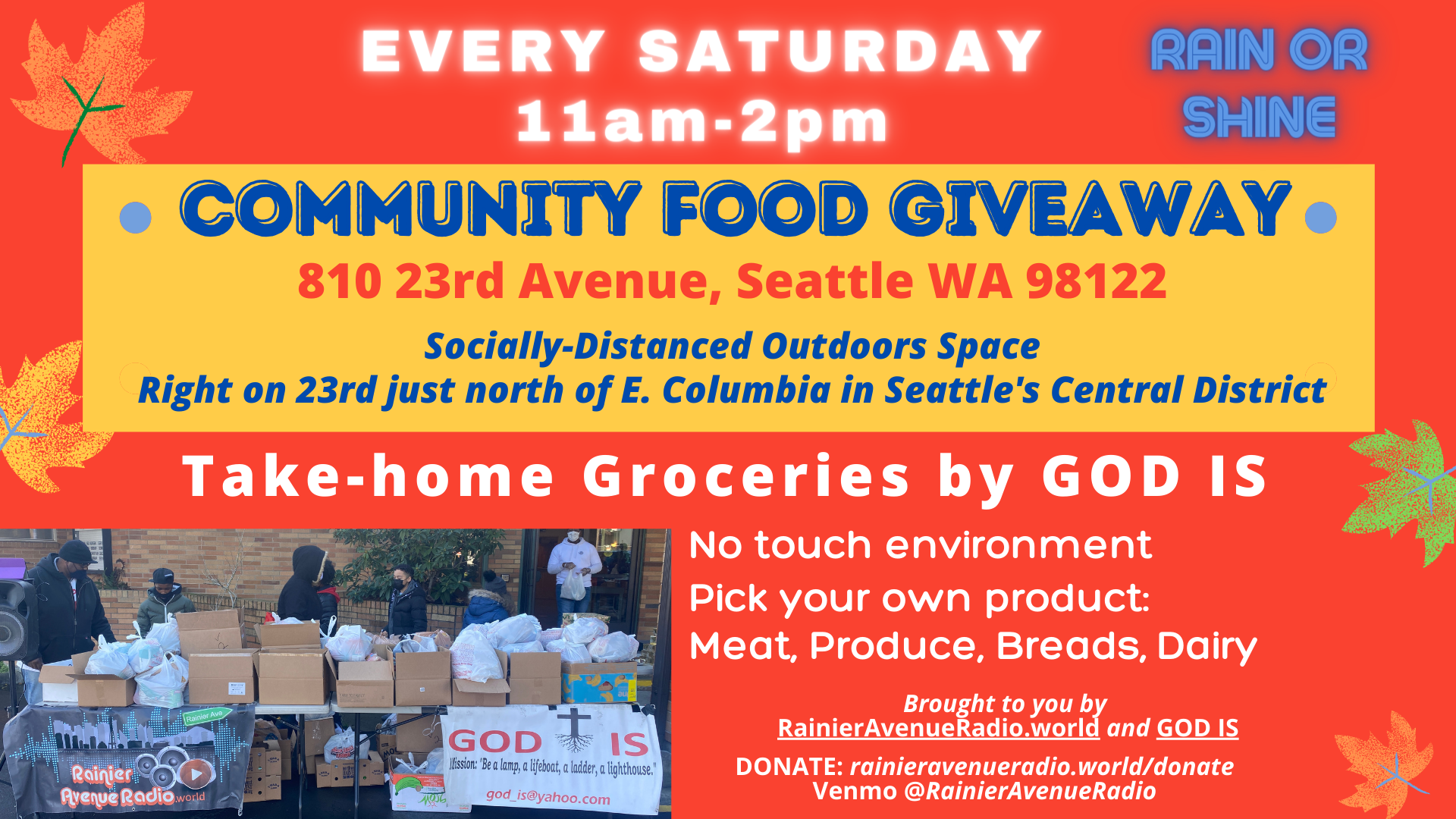 Weekly Free Community Food Giveaway, Seattle Central District